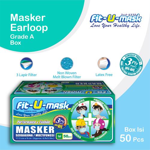 Promo FIT-U Mask 3 Ply Masker medis Isi 50 Pcs in Box - Biru - Jakarta ...