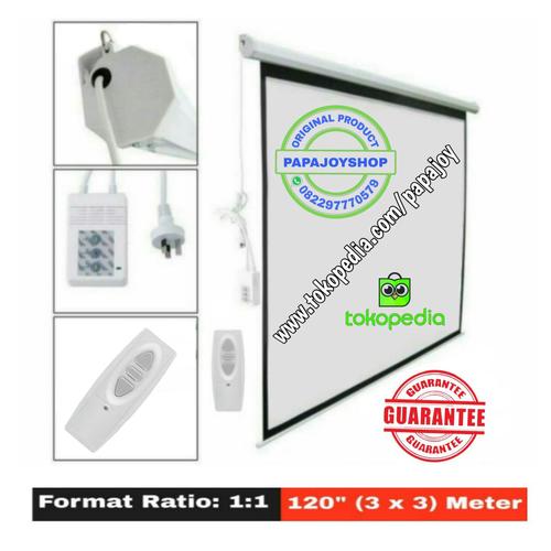 Jual Screen Motorized 120" 3 Meter (3 x 3) Layar Proyektor Otomatis ...