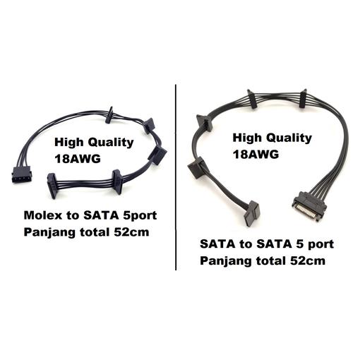 Jual Molex to SATA 5 Port Power Splitter 18AWG Hitam Putih - Molex to ...
