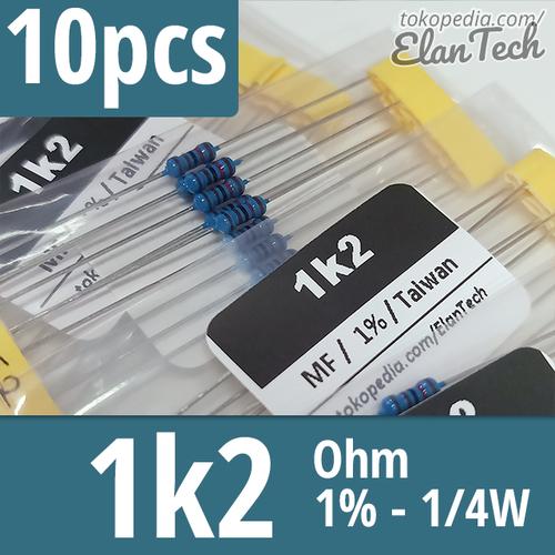 Jual Resistor 1k2 Taiwan 10pcs 1/4W 1% 1.2 Kilo Ohm 0.25W ElanTech ...