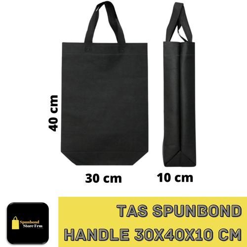 Jual GOODIE BAG TAS SPUNDBOND HANDLE BOX 30x40x10 cm - HITAM - Jakarta Barat - Spunbond store ...