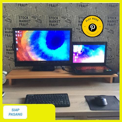 Jual Monitor stand kayu 90x20x10cm meja monitor Monitor table 2 Monitor ...