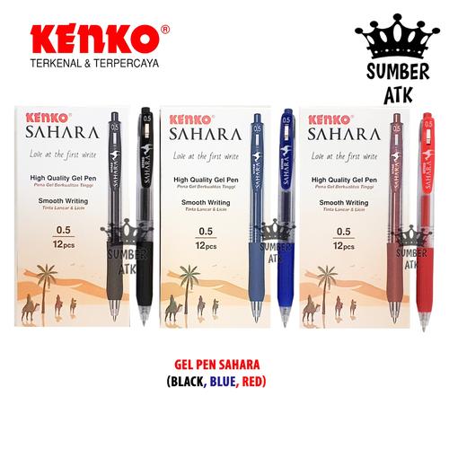 Jual KENKO GEL PEN SAHARA Pena / Pulpen HITAM BIRU MERAH Pulpen Cetek ...