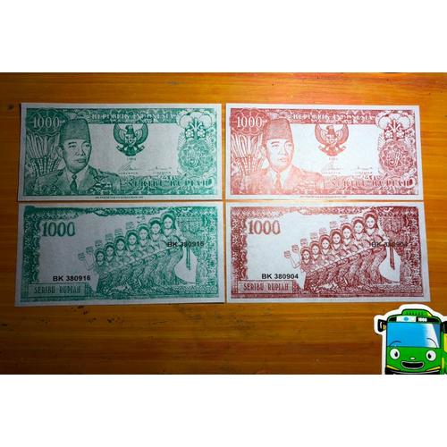 Jual Uang 1000 Rupiah Soekarno Penari 7 Merah dan Hijau Langka Penari ...