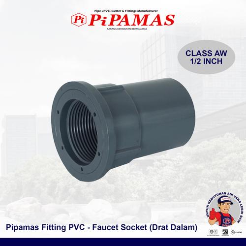 Jual Faucet Socket AW Pipamas 1/2 inch Fitting Pipa PVC Sok Drat Dalam ...