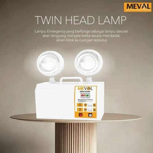 Jual Lampu Emergency MP2-02A MEVAL LED Rechargeable Twin head Lamp MP2 ...