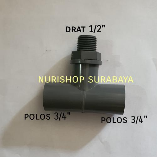 Jual Tee drat luar pvc 1/2" x 3/4" atau T drat luar atau tee pvc 1/2 x ...