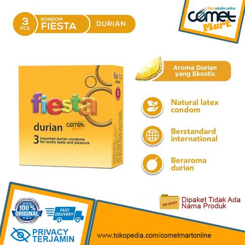 Jual KONDOM FIESTA DURIAN. Condom Tekstur Garis Aroma Duren - 3 pcs ...