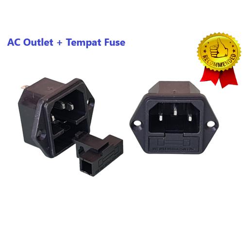 Jual Soket Power AC Outlet 3 pin + Fuse Holder / Socket AC Power 3 pin ...