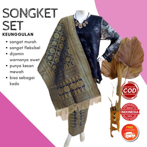 Jual Kain Songket Khas Palembang Set Motif Lepus Navy - Kota Palembang ...