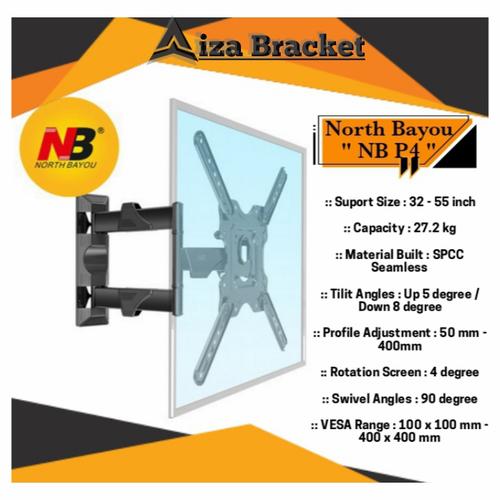 Jual Bracket TV Swivel 4 Arah 32 40 43 50 55 Inch North Bayou NB P4 ...