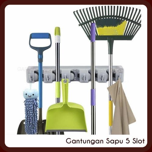 Jual Gantungan holder tempel dinding tempat alat kebersihan sapu pel 5 ...