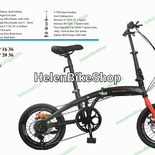 Jual Sepeda Lipat odessy 16 inch Phyton Gigi 7 speed Shimano - Hitam ...