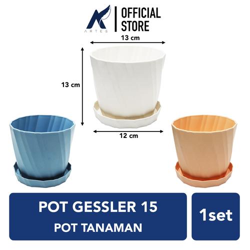 Jual GESSLER POT-TATAKAN ITALI 15 Tanaman-Bunga Hias Putih-Biru-Cream ...