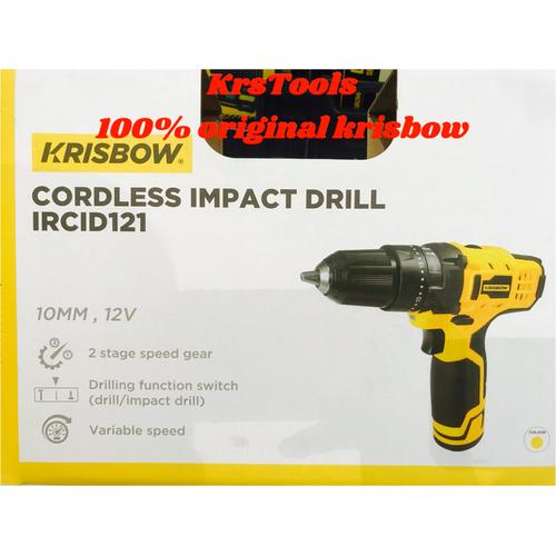 Jual CORDLESS IMPACT DRILL KRISBOW 10MM 12V 1.5AH (10134723) - Jakarta ...