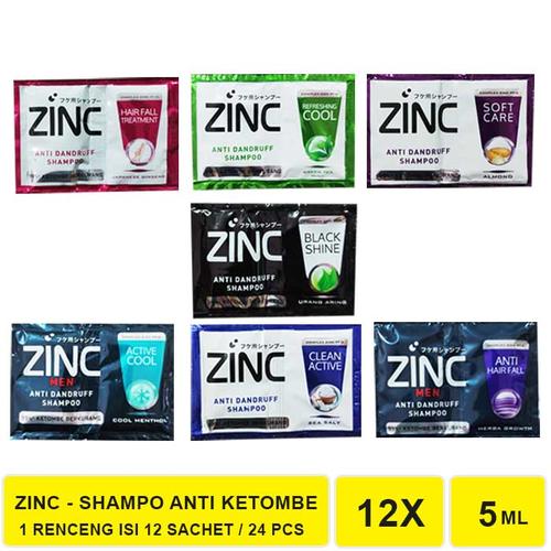 Jual SHAMPO ZINC SACHET 1 RENCENG ISI 12 SACHET / SHAMPO ANTI KETOMBE ...