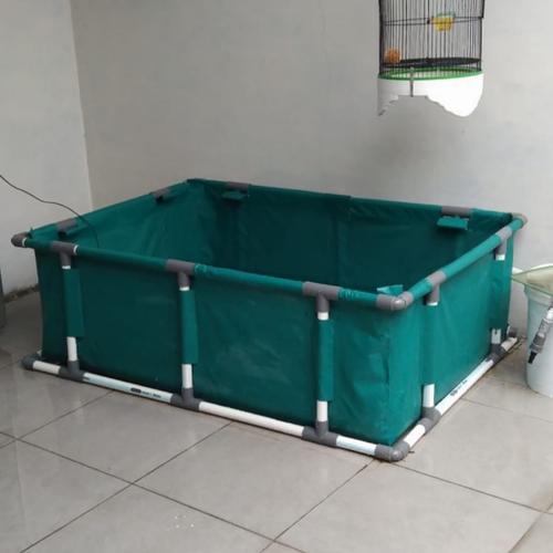 Jual kolam terpal rangka pipa 120x100x50 pvc orchid + drat pembuangan ...