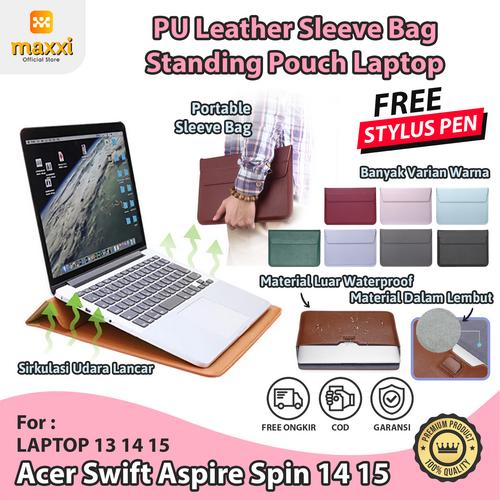 Jual Acer Swift Aspire Spin 13 14 15 Stand Leather Sleeve Laptop Pouch Case - Cokelat, 13 inch ...