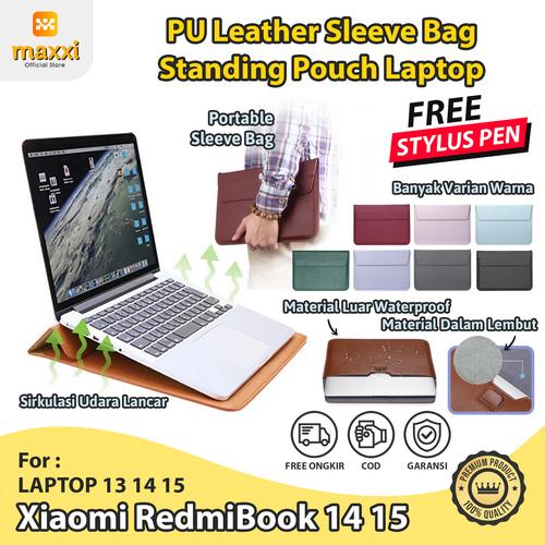 Jual Xiaomi RedmiBook 14 15 Redmi Stand Leather Sleeve Laptop Pouch ...