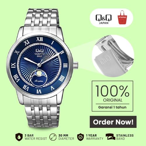 Jual Jam Tangan Pria Q&Q QNQ QQ Original Tali Stainless Moonphase ...