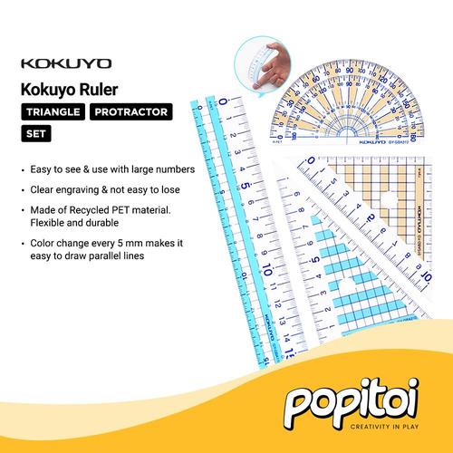 Jual KOKUYO R-PET Ruler Straight | Protractor Triangle Set - TRIANGLE ...