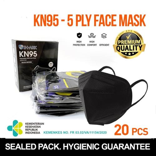 Jual Masker KN95 Black Hitam 5 ply 5ply Kemenkes kn 95 lapis Mask STARK ...