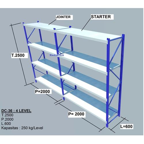 Jual Rak Gudang T2500 kapasitas 250kg/Level Jointer 4-susun Tipe Dc-36 ...