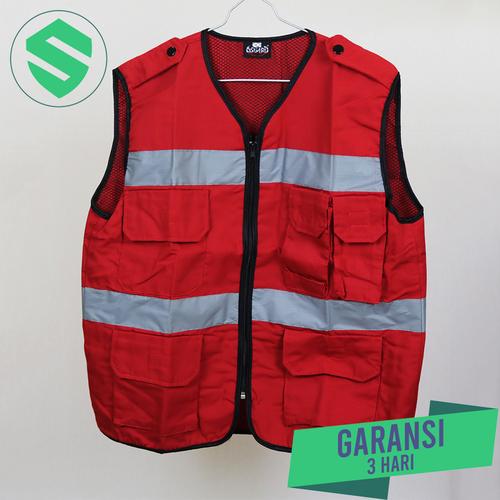 Jual Rompi Kain Merah Asgard l Rompi Proyek Kain l Rompi Safety - XL ...