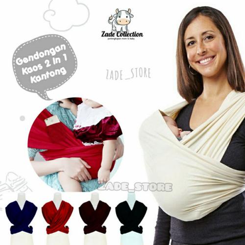Jual gendongan bayi kaos polos 2 in 1 instan / original - Abu-abu, L ...