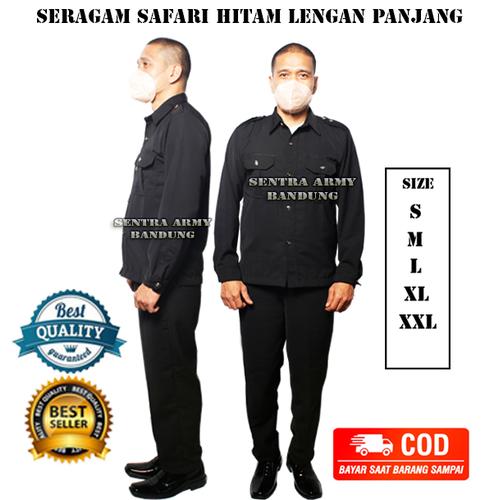 Jual baju security/setelan/seragam safari (tangan panjang) - Hitam, M ...