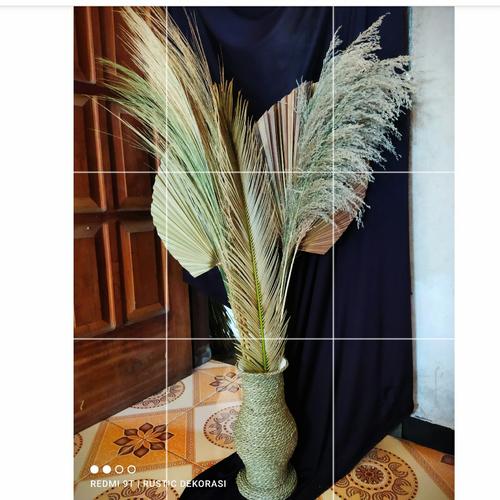 Jual paket lengkap daun rustic palem pampas dan vas t30cm 0ps ...