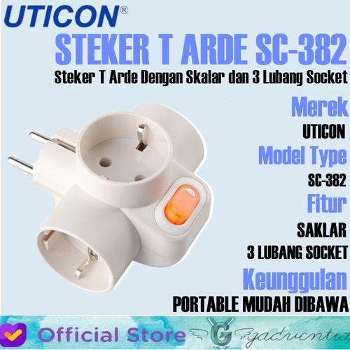 Jual UTICON SC-382 STEKER T ARDE SAKLAR SAMBUNGAN COLOKAN LISTRIK 3 ...
