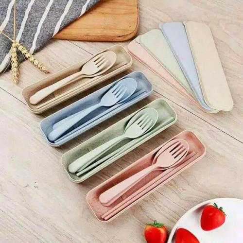 Jual Sendok Set Travel Jerami Alat Makan Jerami Portabel Sendok Garfu ...