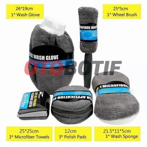 Jual Car Wash 9 PCS Microfiber Kit Set Kain Lap Peralatan Cuci Mobil ...