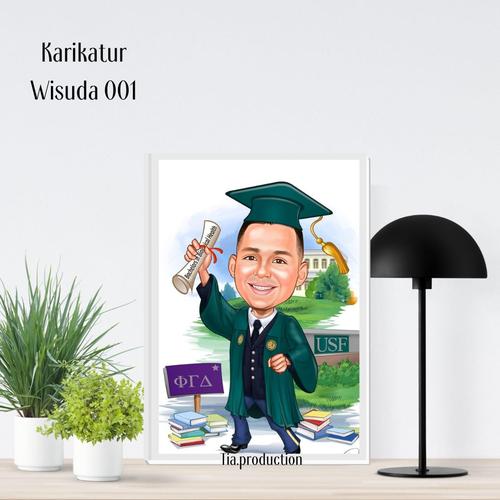 Jual Kado Wisuda Karikatur Kelulusan Desain Kartun Edit Foto Custom ...