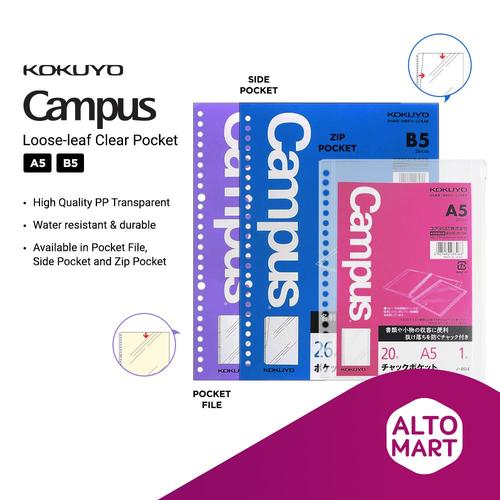 Jual KOKUYO Campus Loose Leaf Pocket Accessories A5 B5 - A5 FILE POCKET ...