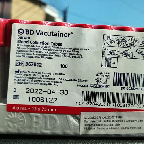 Jual BD VACUTAINER PLN PLH/TABUNG SERUM / RED TOP/TABUNG PLAIN/TUTUP ...