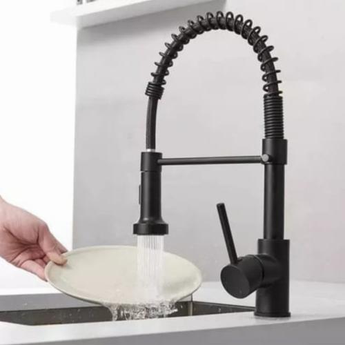 Jual Kran dapur kitchen sink hitam/Kran tarik fleksibel pantry black ...