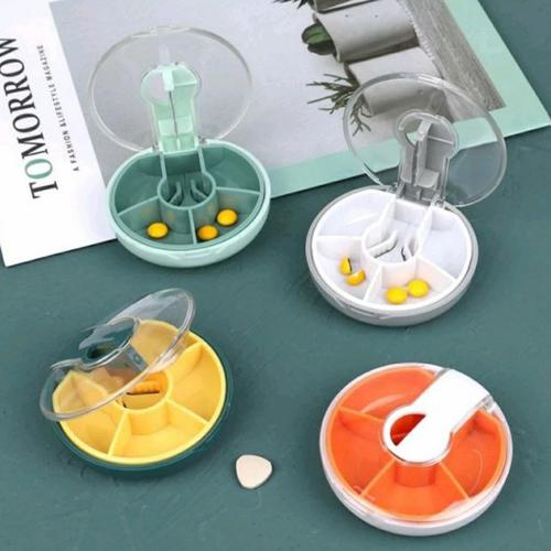 Jual Tempat Obat Bulat dengan Pemotong tablet / Kotak Obat Bulat 4 ...