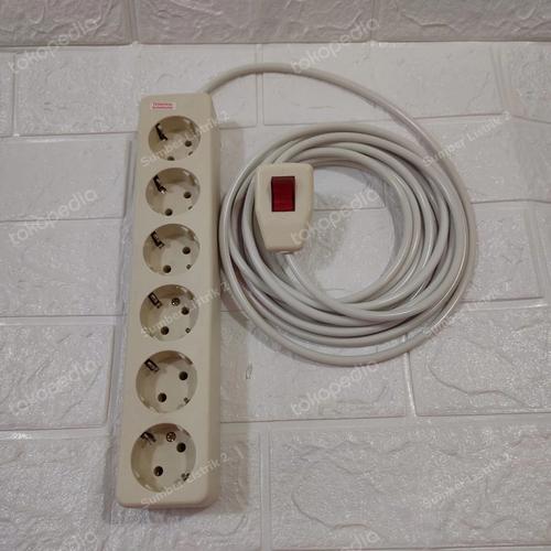 Jual stop kontak 6lubang uticon+kabel 2x1,5 colokan stop kontak rakitan - 5 meter - Kota ...