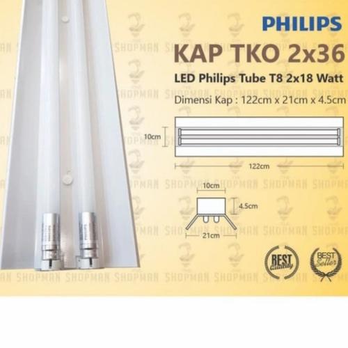 Jual PHILIPS KAP TKO/KAP LAMPU LED TUBE T8 2X18watt 120cm - Kap+Fitting ...