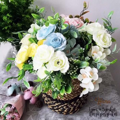 Jual Bunga Plastik ranunculus artificial/bunga daun plastik dekorasi ...