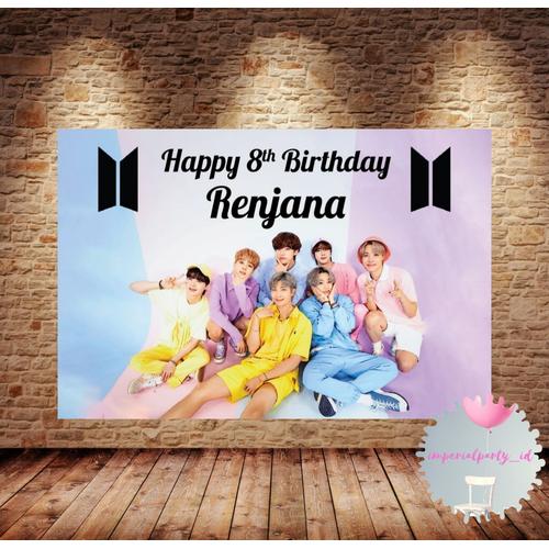 Jual Custom Backdrop Banner Spanduk Happy Birthday BTS Permission To ...