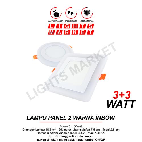 Jual Lampu Downlight LED 2 Warna 6W Kotak IB ( 3W Putih + 3W Lis ...