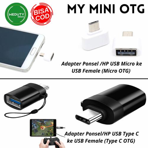 Jual MINI OTG HP KONEKTOR ADAPTER USB TYPE C / MICRO KE USB FEMALE ...