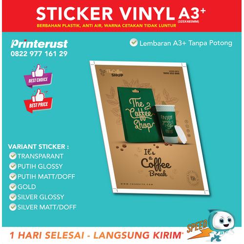 Jual Cetak Sticker Vinyl A3+ Putih/Transparant Tanpa Potong - Grosir ...