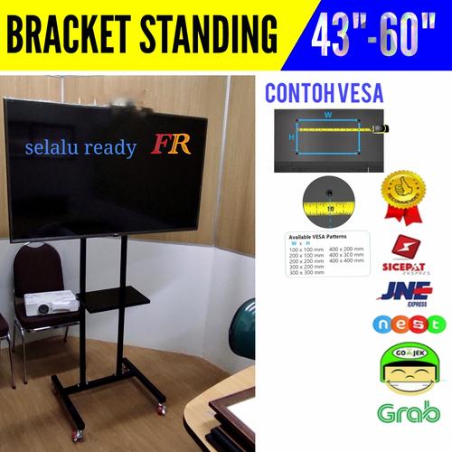 Jual BRACKET TV 65 60 55 50 49 43 40 INCH STANDING RODA MONITOR BRAKET ...