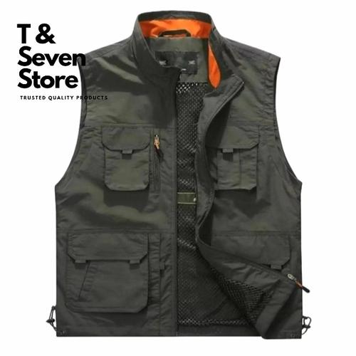 Jual Rompi Vest Pria Hijau Army Rompi lapangan T&Seven Store - Cream ...