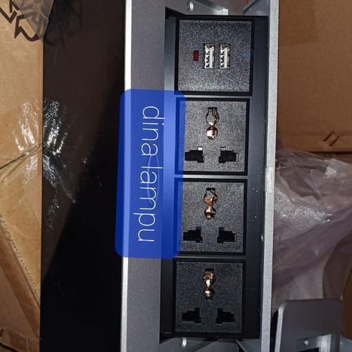 Jual stop kontak meja arde universal + usb tanam meja/lantai/colokan ...