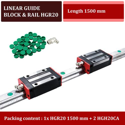 Jual Linear Guide Rail HGR20 1500mm + 2 pcs HGH20CA for CNC Router Milling - Kab. Karawang ...